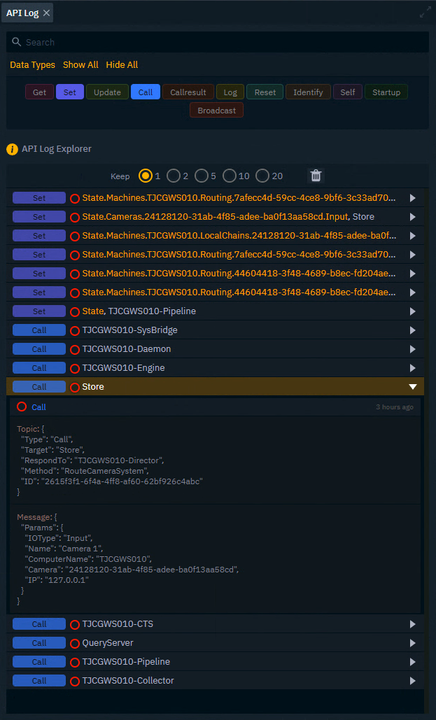 Replicate any Pixotope functionality - API Log